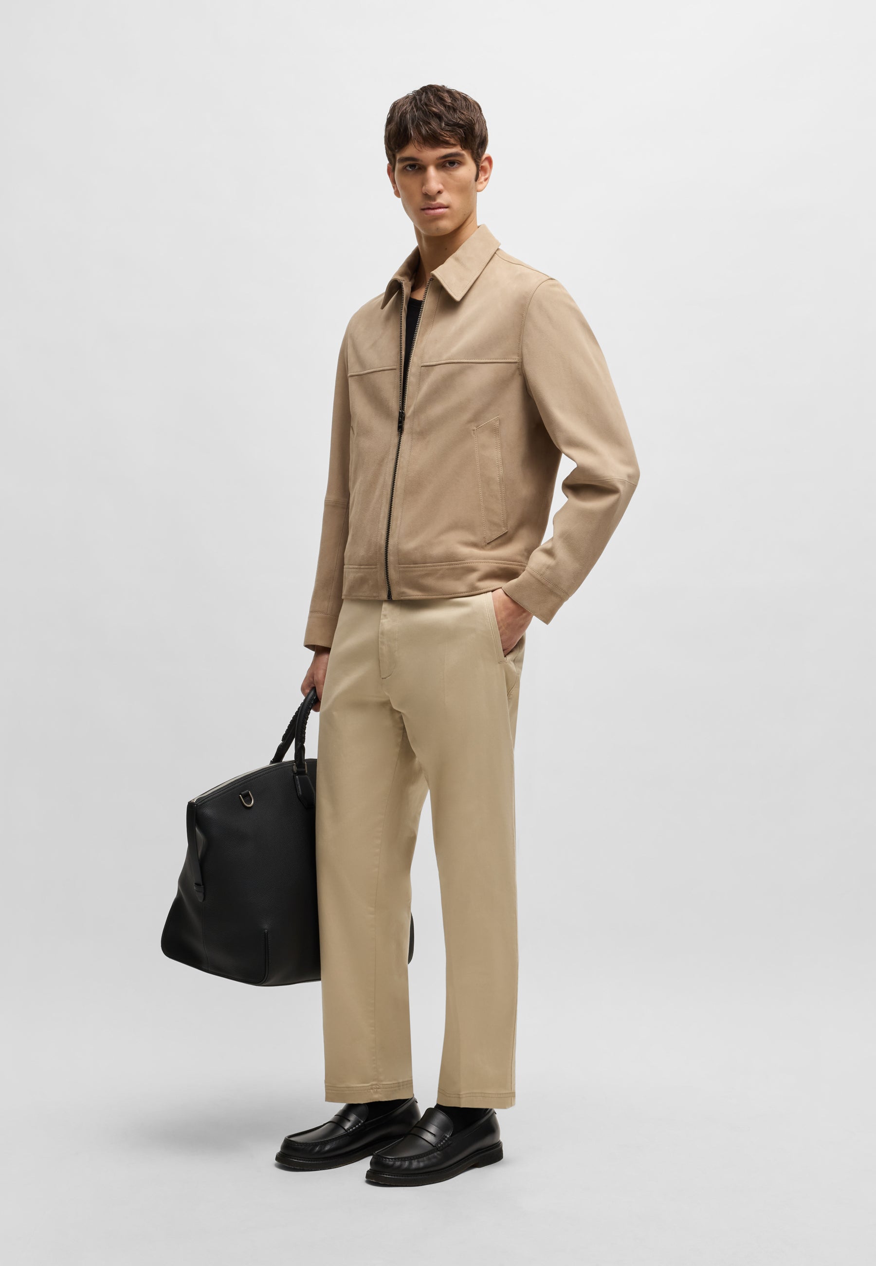 BOSS Malbano Leather Jacket | Light Beige – LIFE FOR MEN