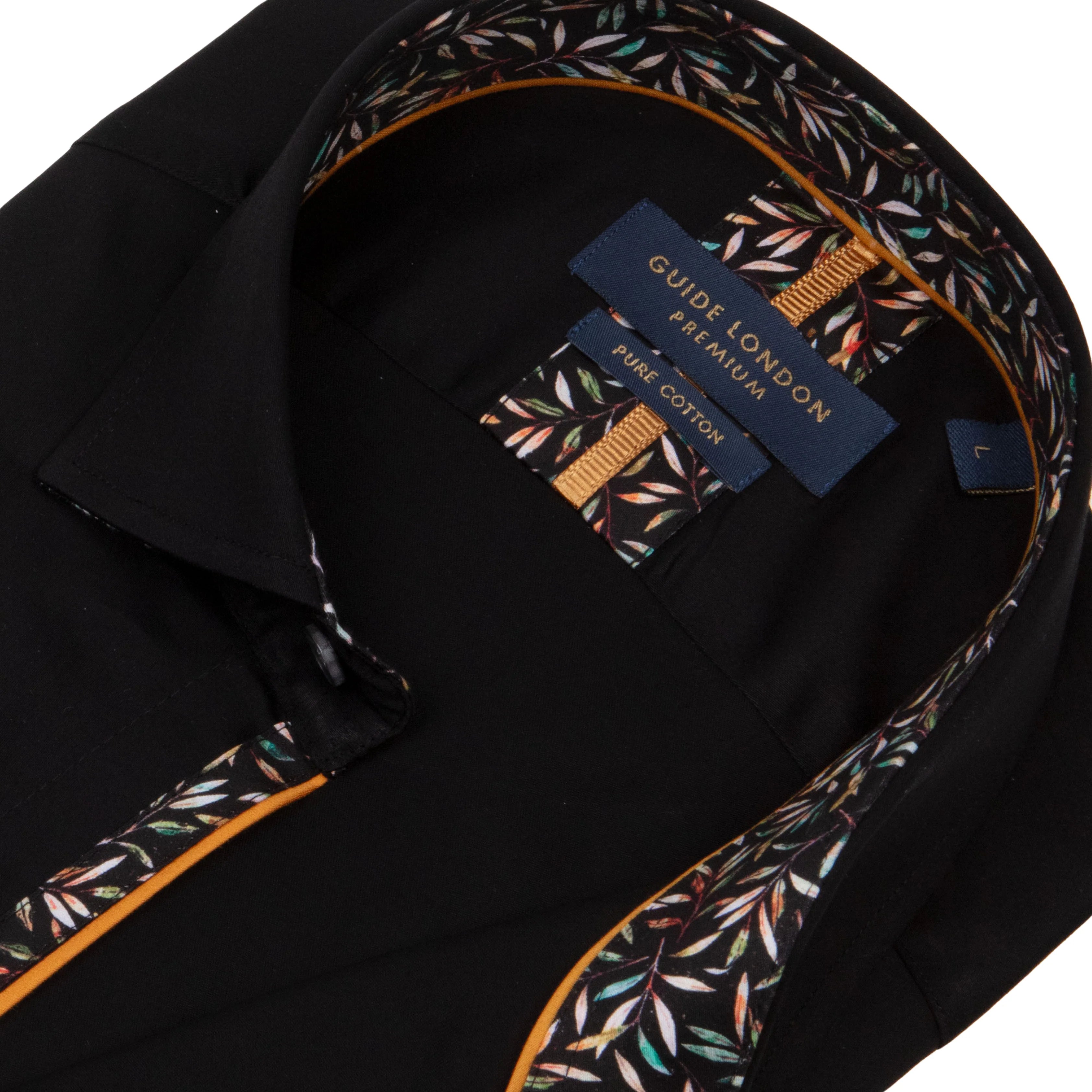 Guide London Cotton Sateen Long Sleeve Shirt | Black – LIFE FOR MEN