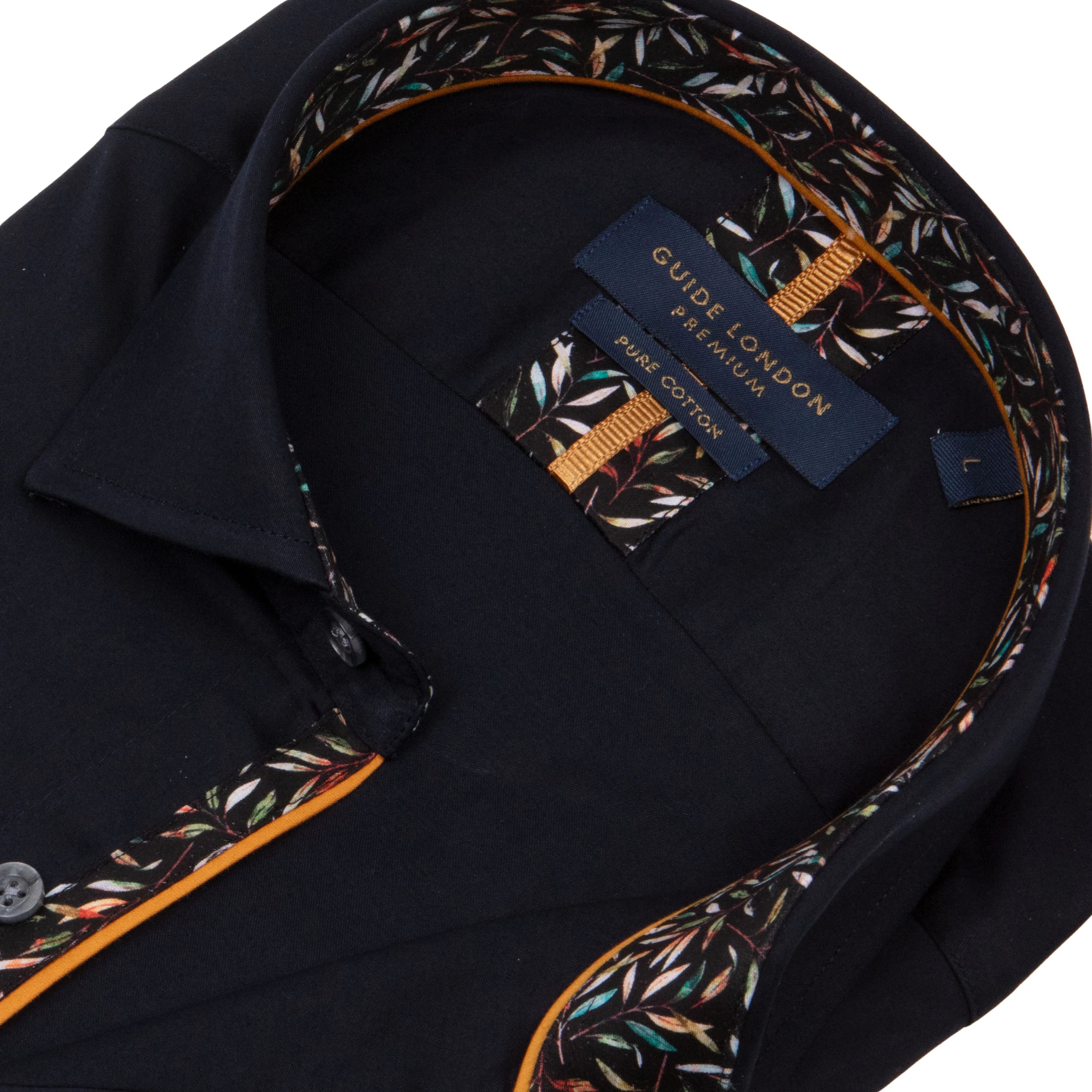 Guide London Cotton Sateen Long Sleeve Shirt | Navy – LIFE FOR MEN