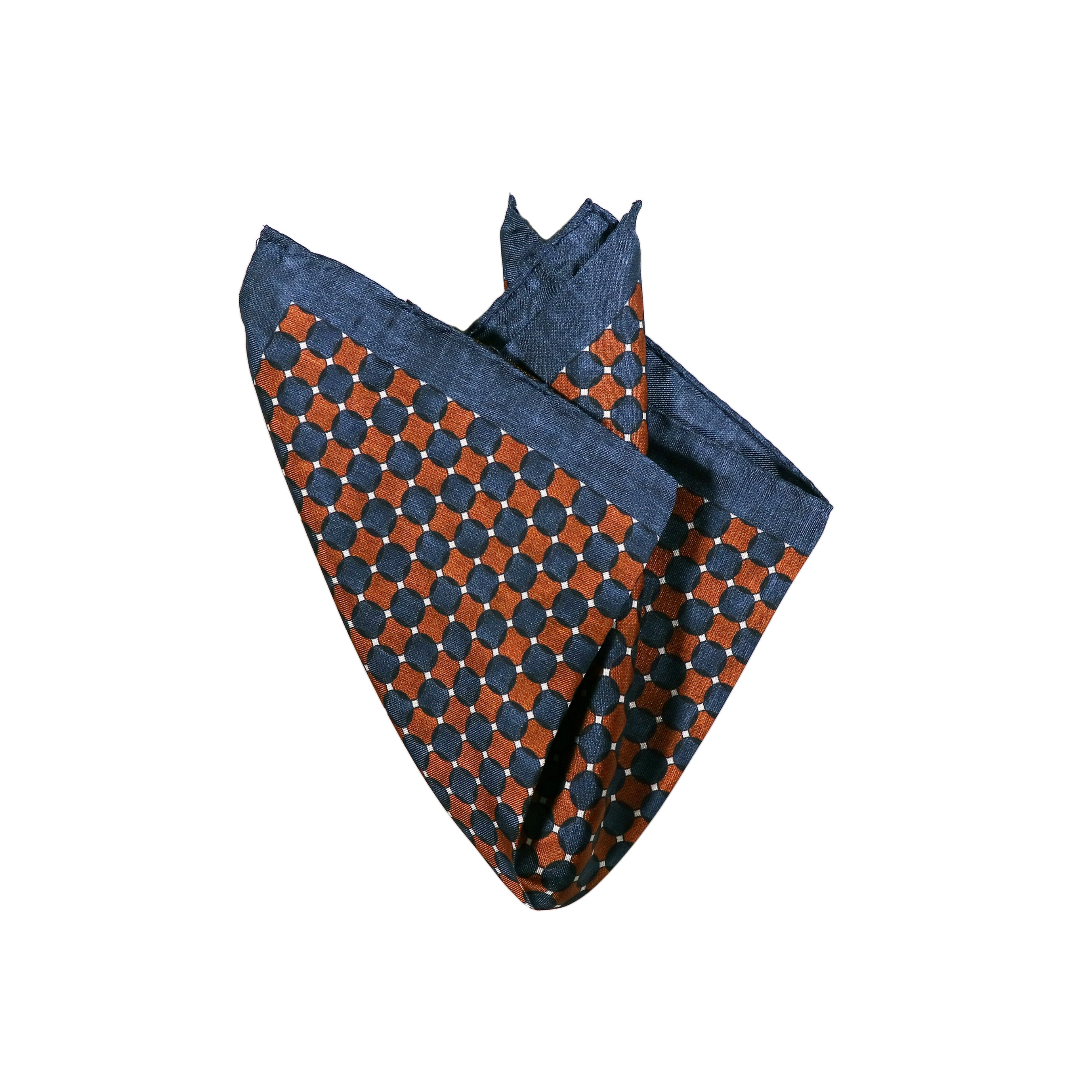 Monti Castello Silk Pocket Square | Navy Rust Geometric – LIFE FOR MEN